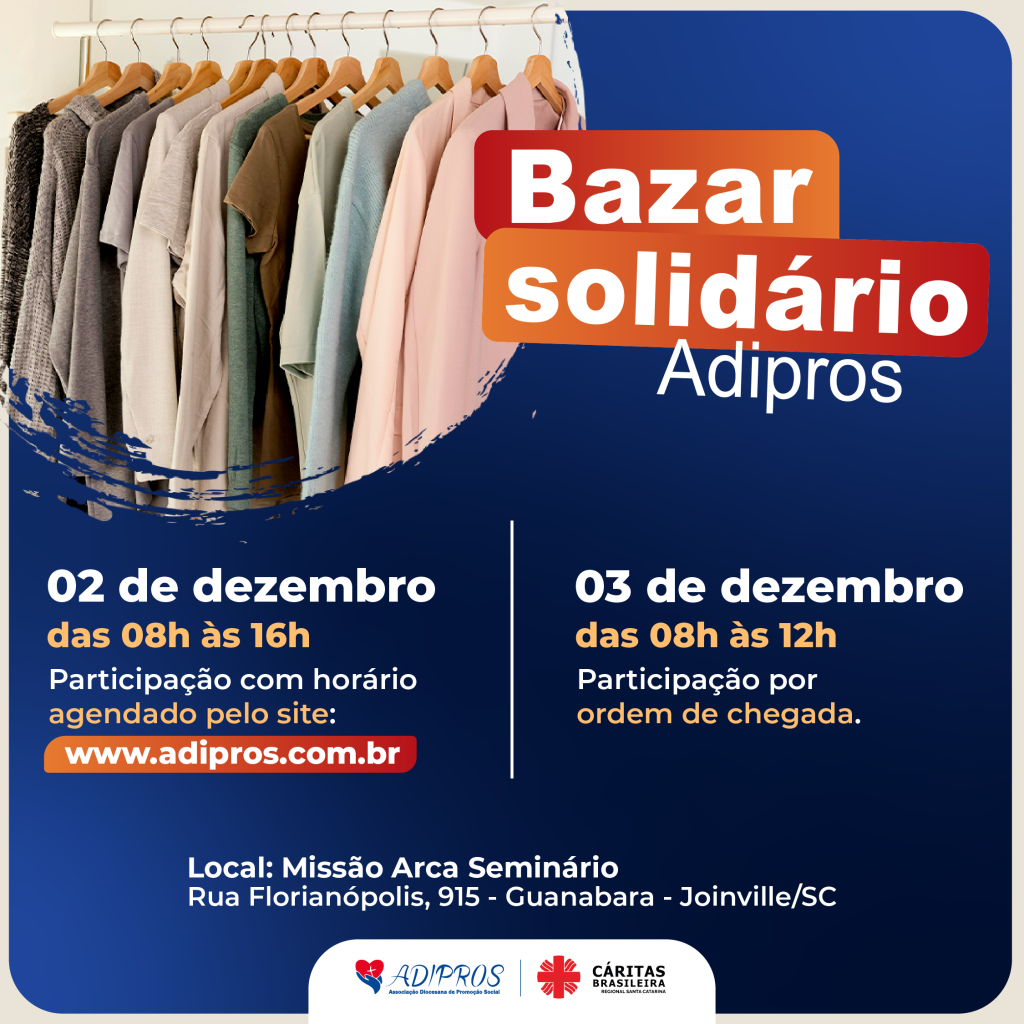 Bazar Solidário Dezembro 2023 - Missão Arca Seminário - Adipros